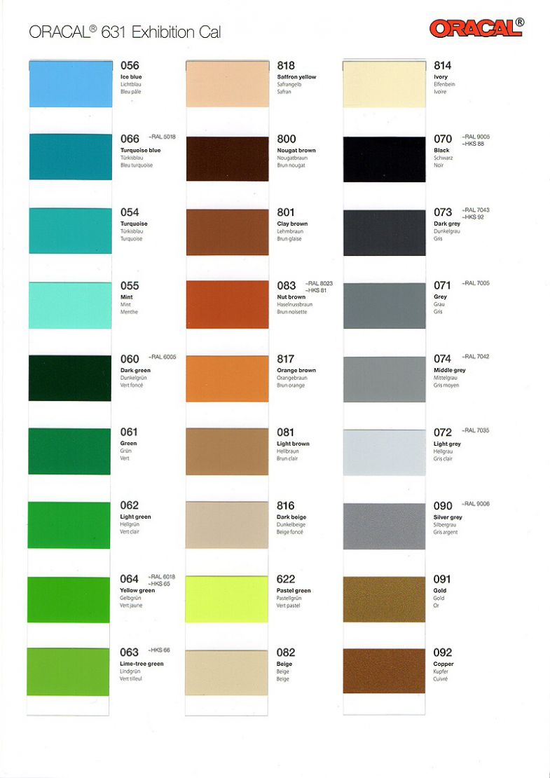 Oracal 631 Vinyl Color Chart Oracal 631 – 618 Area Vinyl